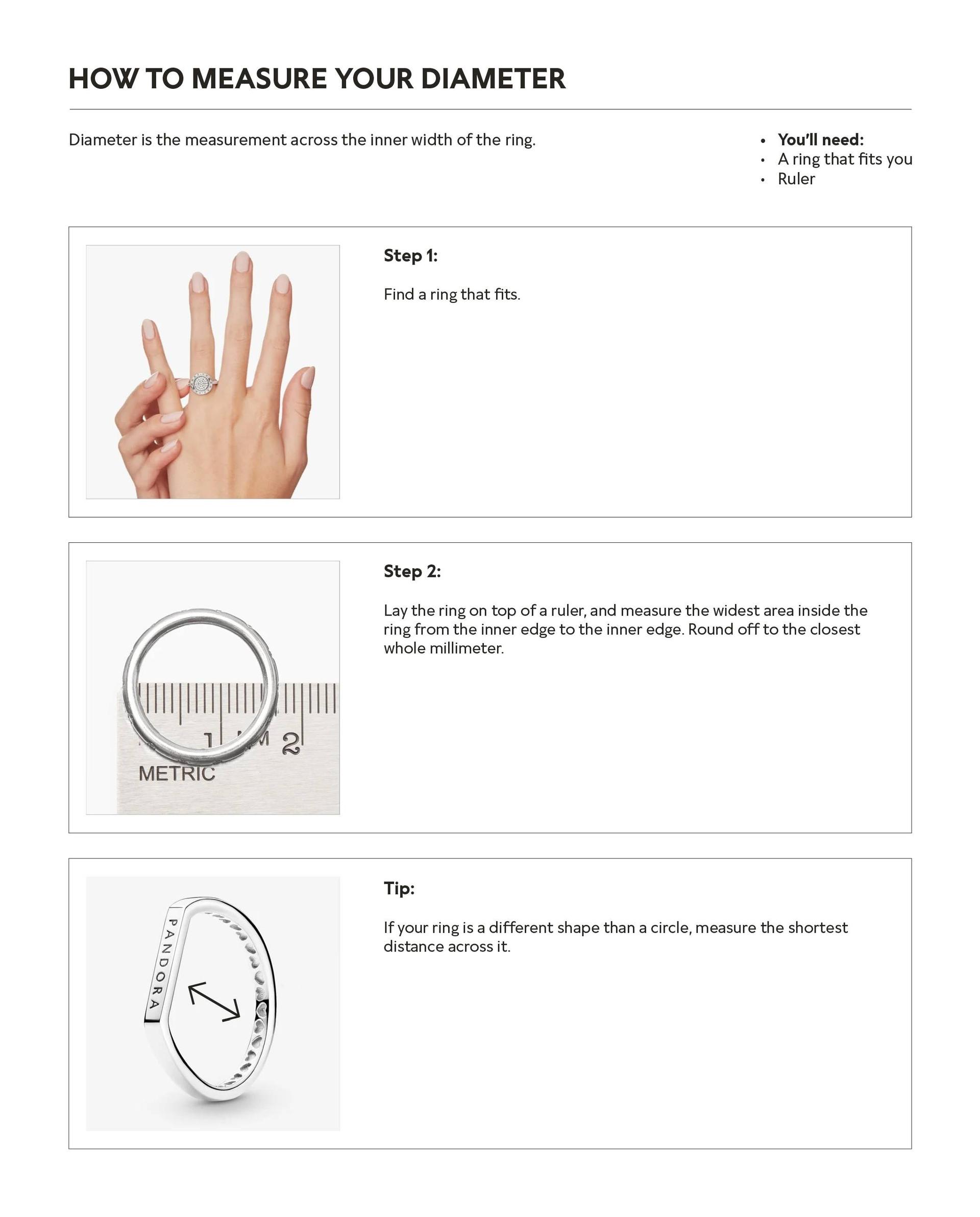 Ring Size Guide | Pandora Malaysia